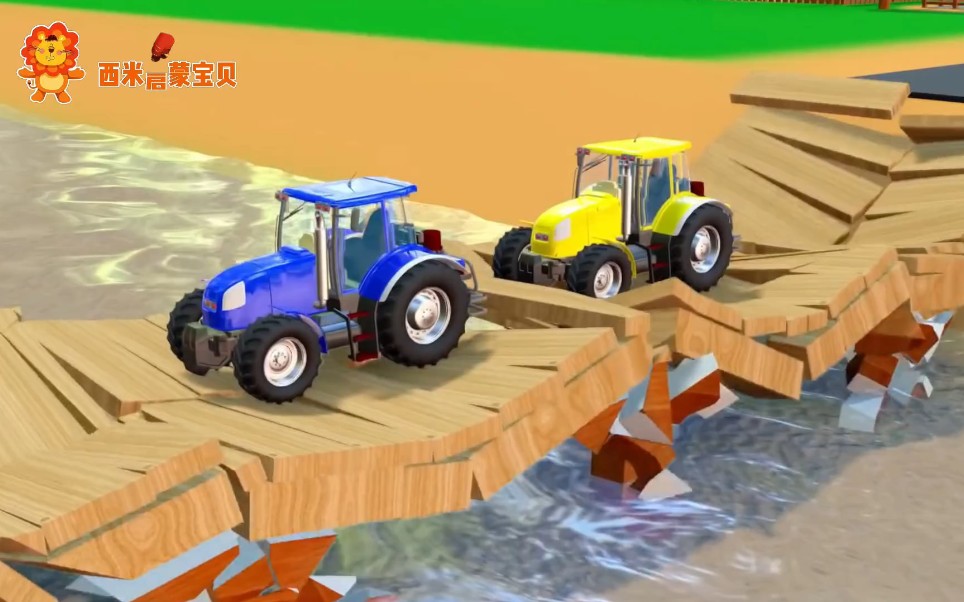 工程车动画:桥梁忽然坍塌,是时候出动工程车救援队啦! #益智动画