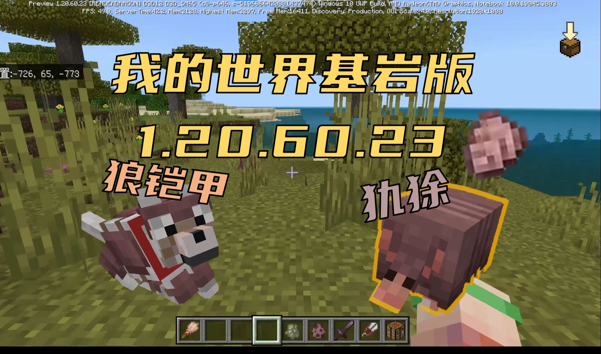 我的世界基岩版1.20.60.23 新版本介绍 犰狳,狼铠甲!_我的世界