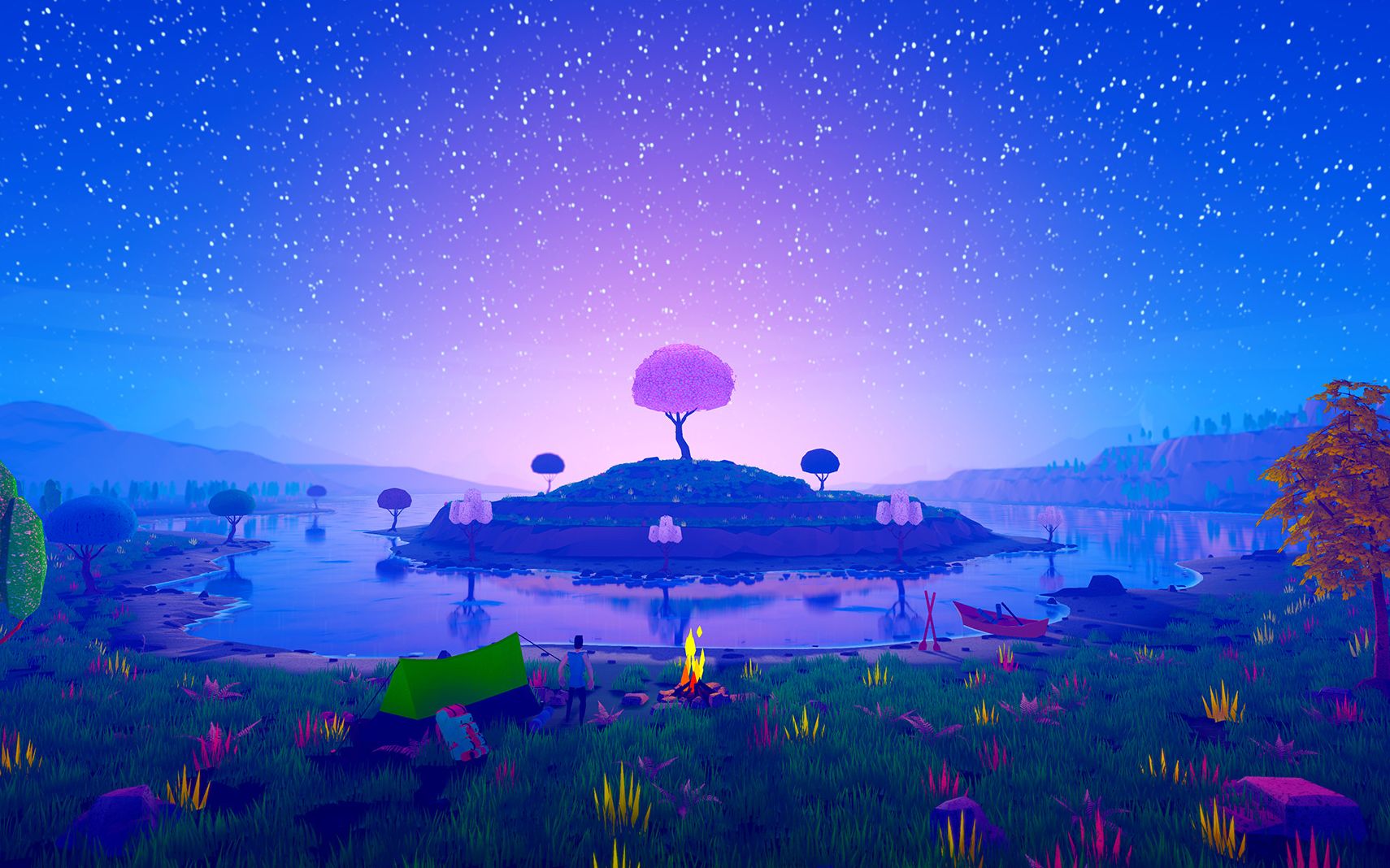 【瞬夜UE】低面模型搭建唯美环境 - 树屿寰宇