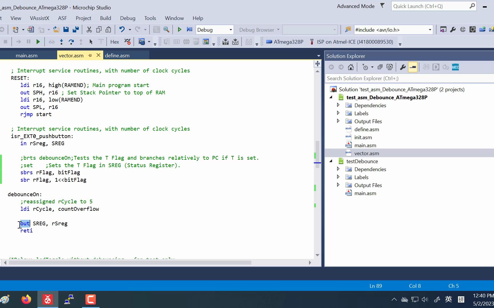 Lesson7-2 - 程序解读 - asm_ ExternalInterrupts_Debounce_ATmega...