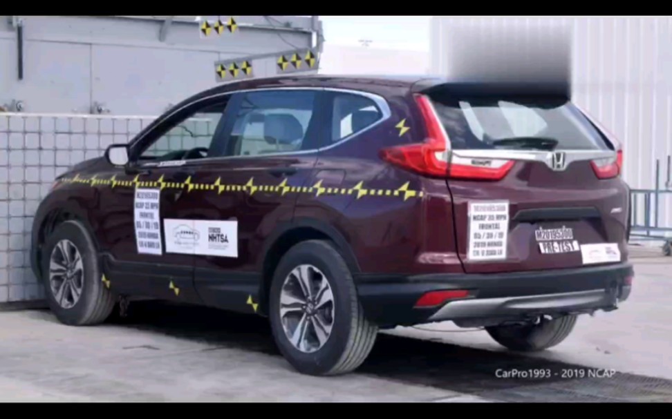 NHTSA 2019 本田CRV 100%正面碰撞测试
