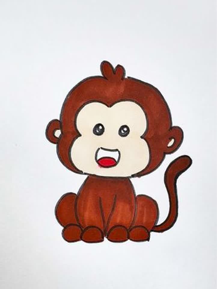 5个3画猴子,你学会了吗? #画画 #一学就会的简笔画 #一起学画画