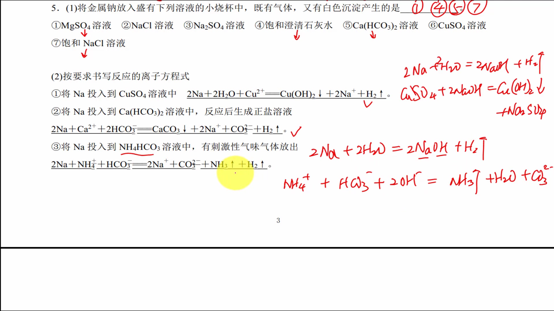 高考化学:金属钠和钠的氧化物知识总结和习题片段