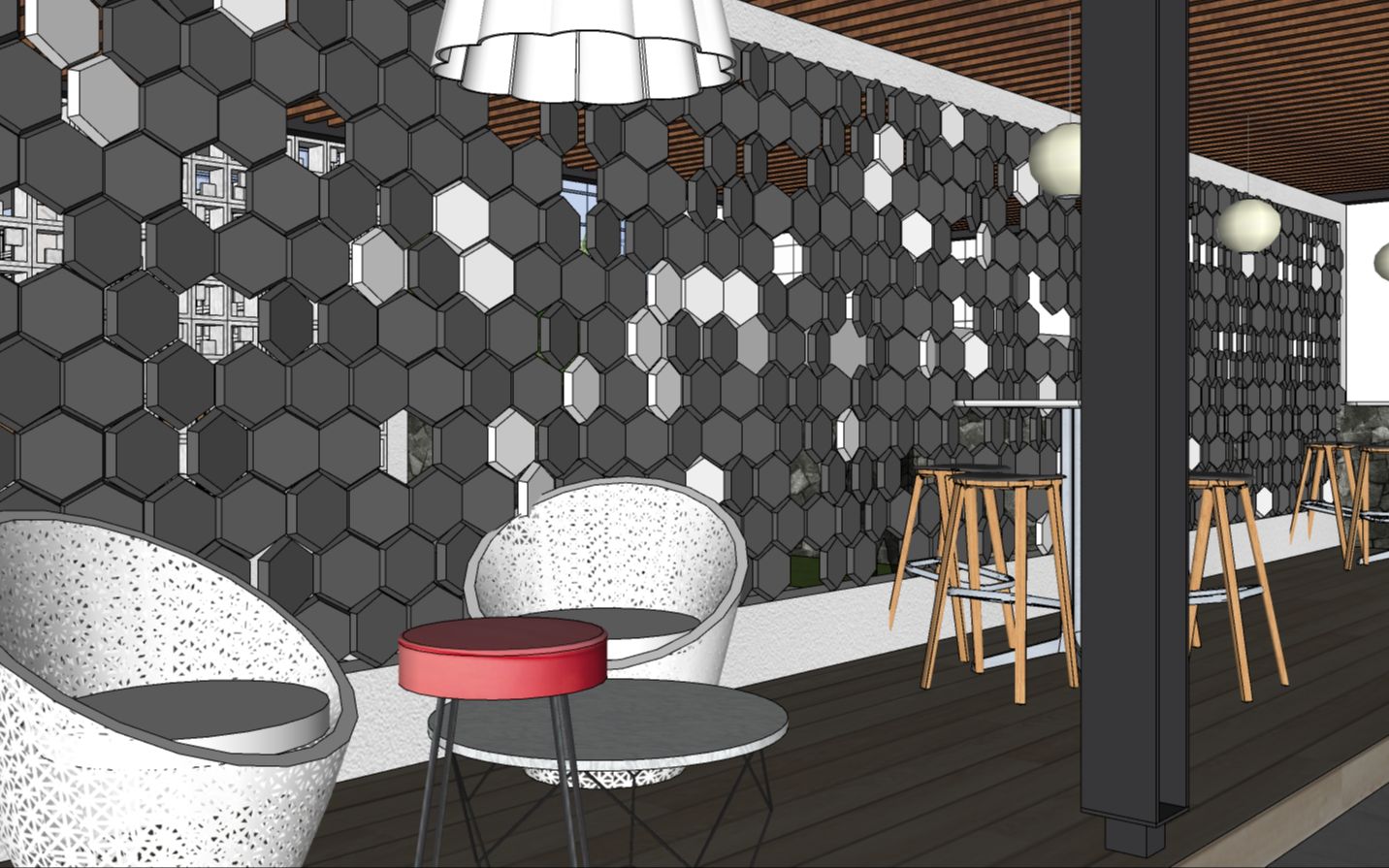 【SketchUp吧】SU仅需一招!快速建模爆款六边形景墙