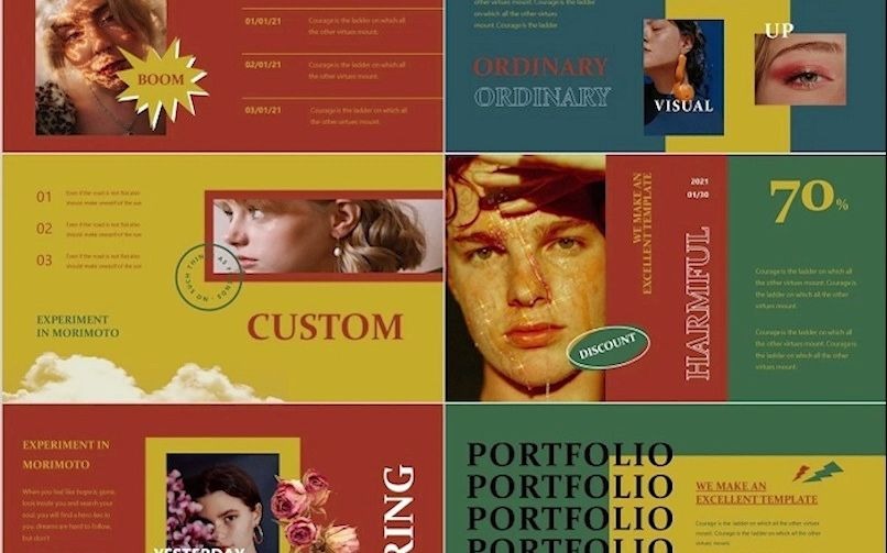 PPT模板艺术插画美术展览创意复古设计国风精选工作总结通用素材