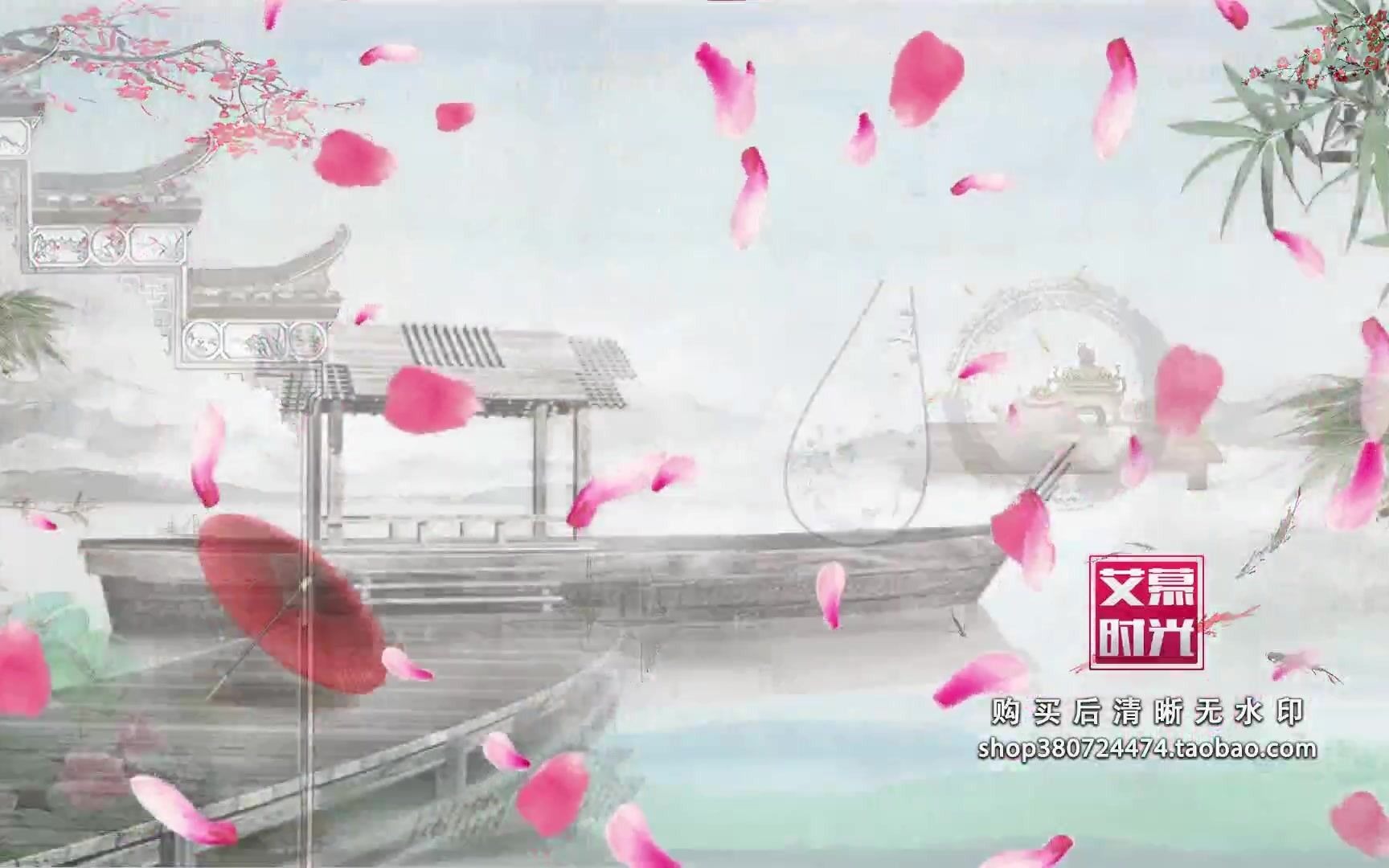 ...琵琶行中国风古典舞蹈水墨江南旗袍走秀舞台背景 led大屏视频素材