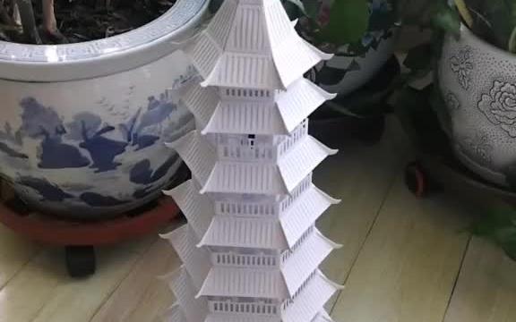 立体纸艺建筑模型宝塔纸雕