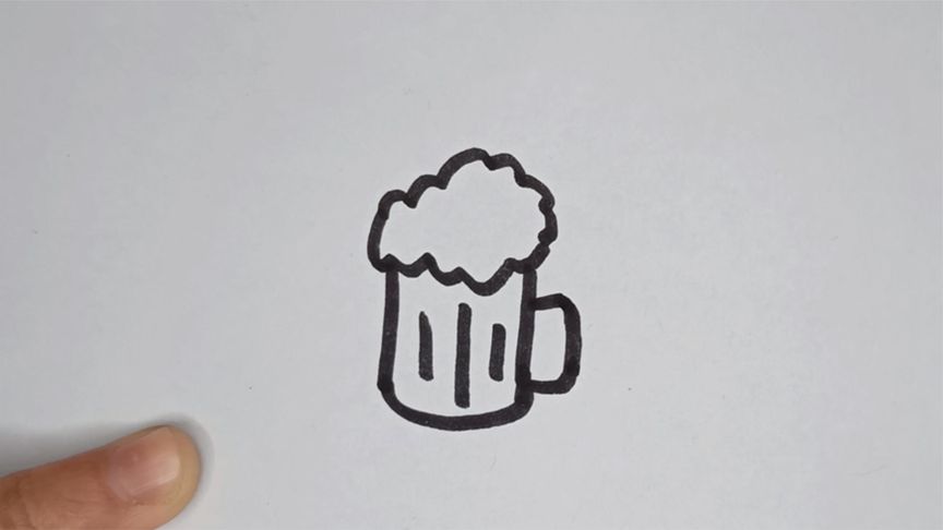 简笔画画啤酒杯,简单易学,适合所有幼儿小朋友们学习哦