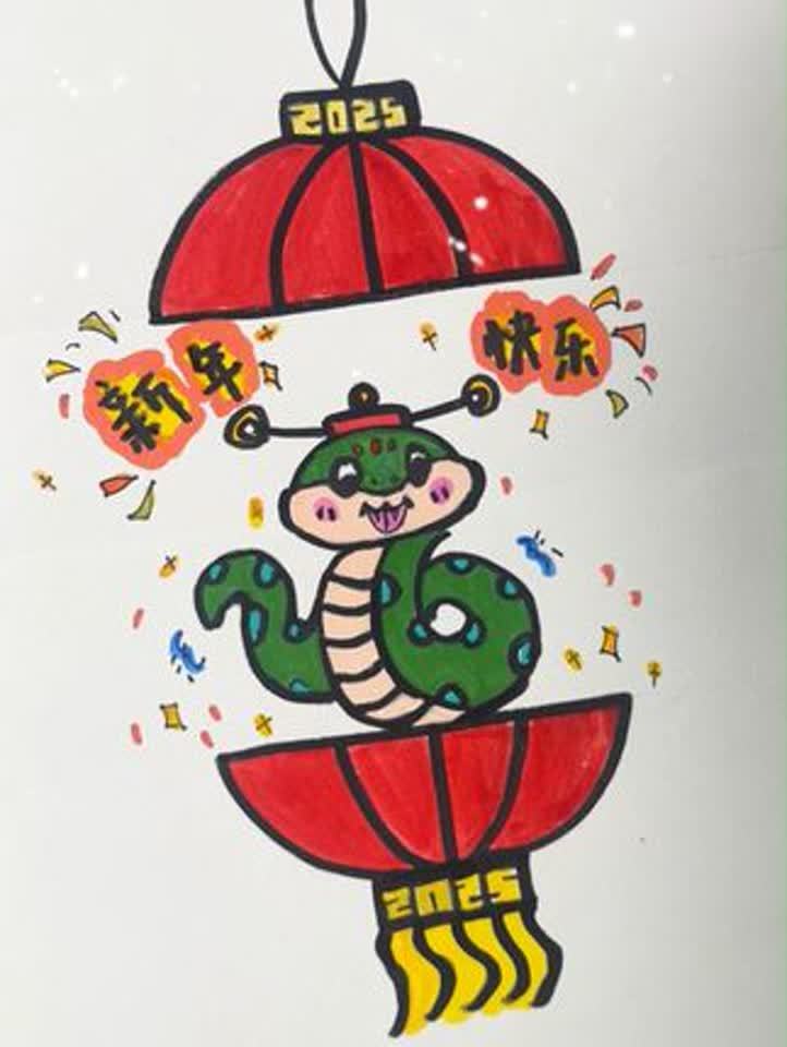 ...好看的蛇年折叠画来了,简单又可爱,快跟我画起来吧! #蛇年 #手绘画 #...