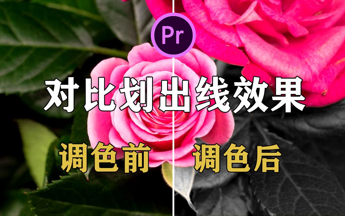【pr入门教程】如何用pr制作划出线效果(体现调色前后的对比效果),两...