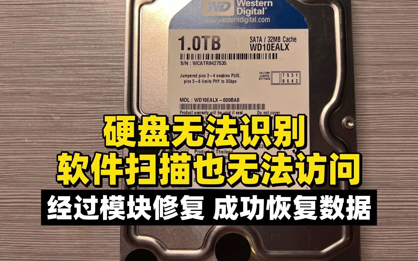 WD硬盘无法识别,全盘坏道,显示未分配,经过模块修复成功恢复。