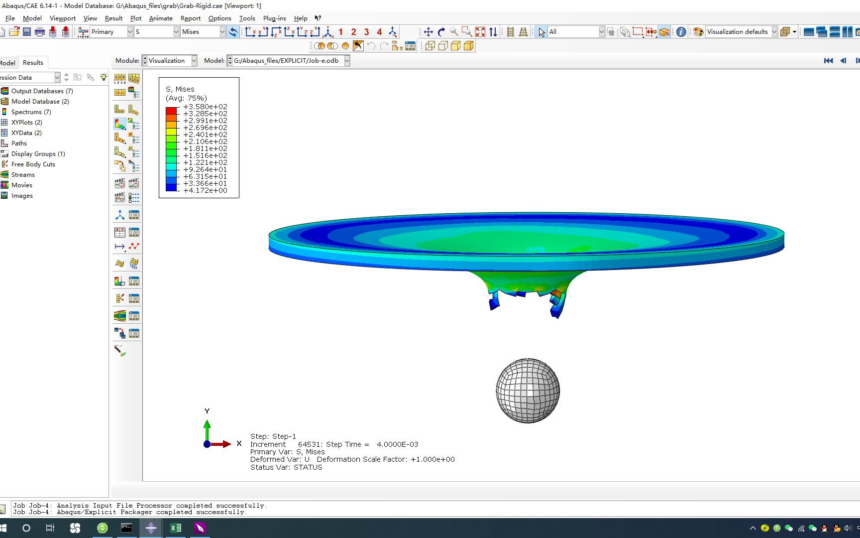【Abaqus】第六十一讲:显式动力学分析1-钢球冲击平板