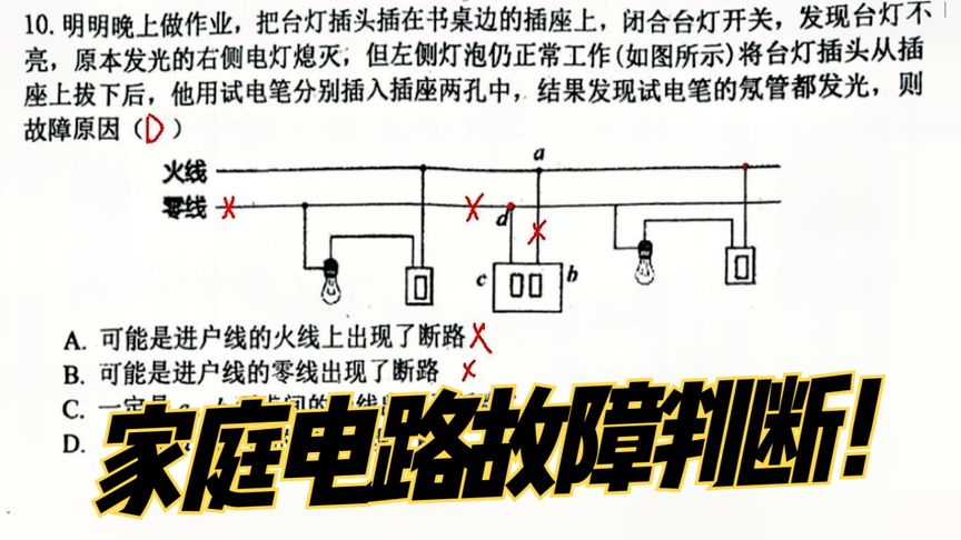 2022备战中考物理:如何用试电笔检测家庭电路故障?