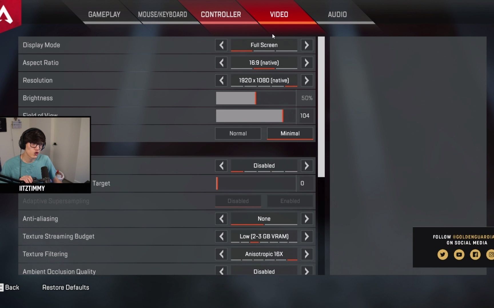 【iiTzTimmy游戏设置】Apex游戏设置