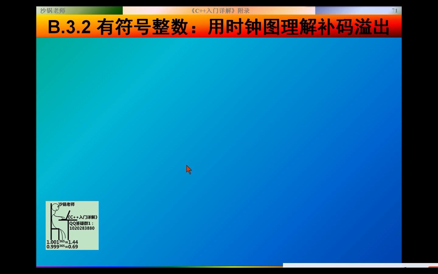 《C++入门详解》附录B(37) B.3.2 有符号整数:用时钟图理解补码溢出