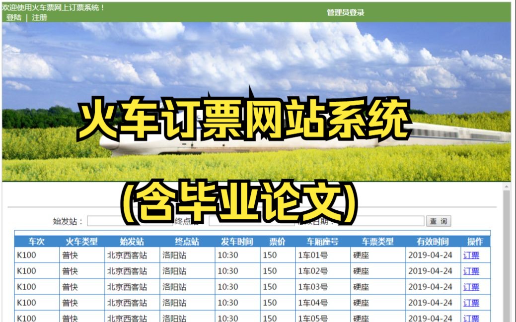 基于java的火车票订票系统(含毕业论文),可做毕业设计或课程作业项目