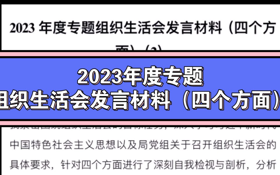 2023年度专题组织生活会发言材料(四个方面)