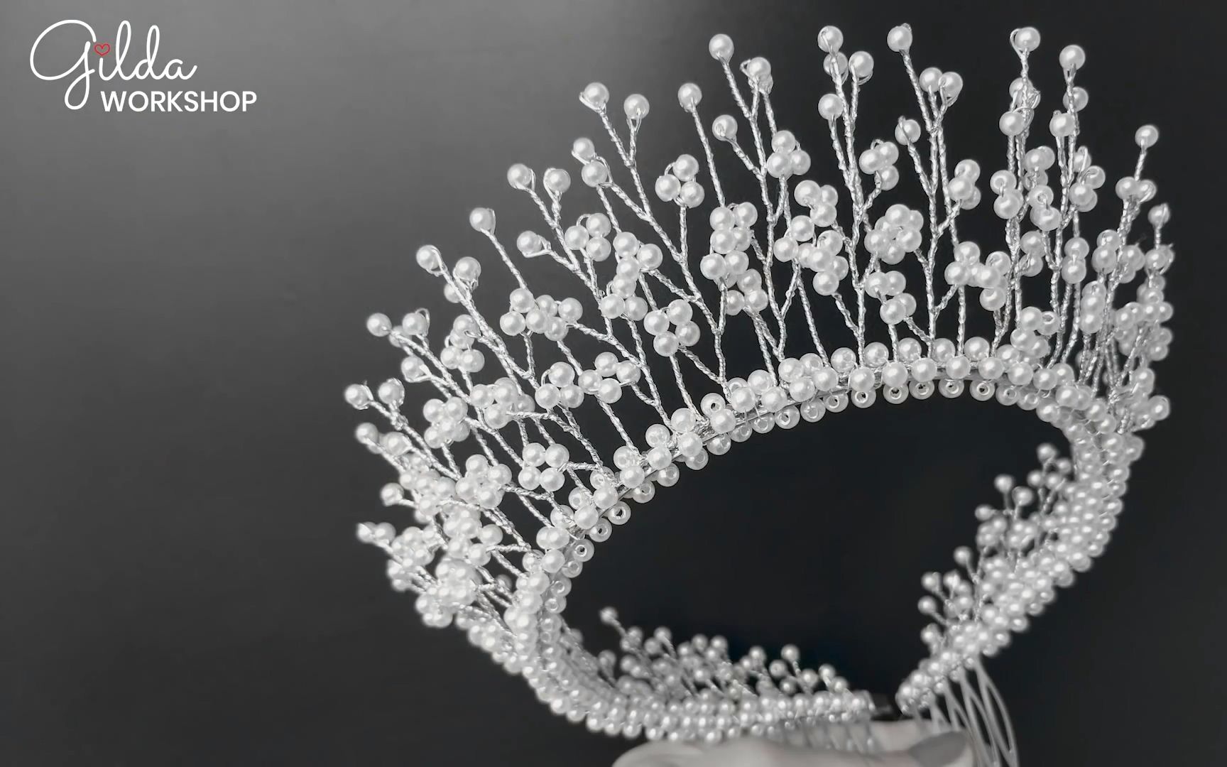 【绕线+串珠】高阶教程—新娘珍珠皇冠头饰(简介见材料)正片1:40开始