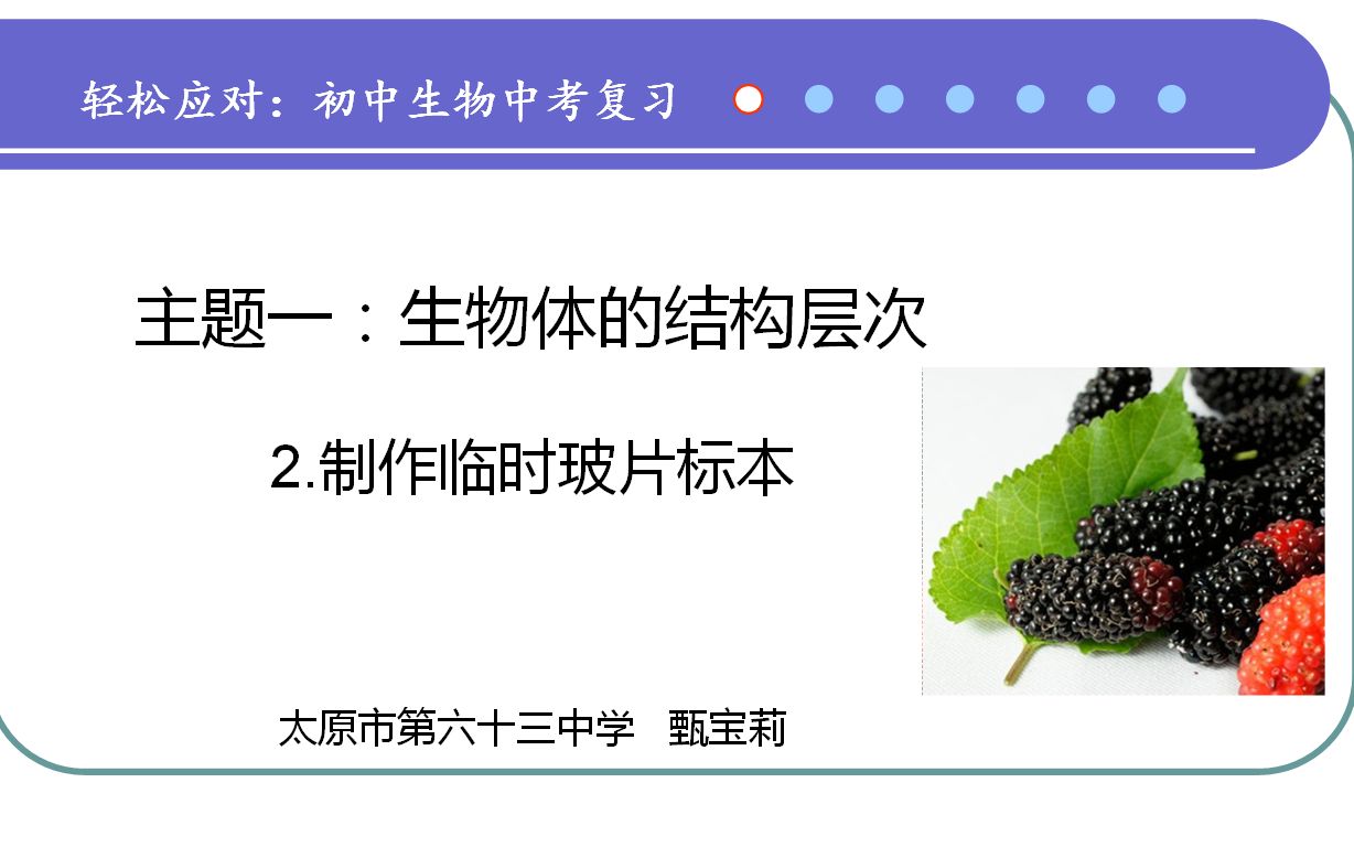 轻松应对:初中生物中考复习1.2 制作临时玻片标本