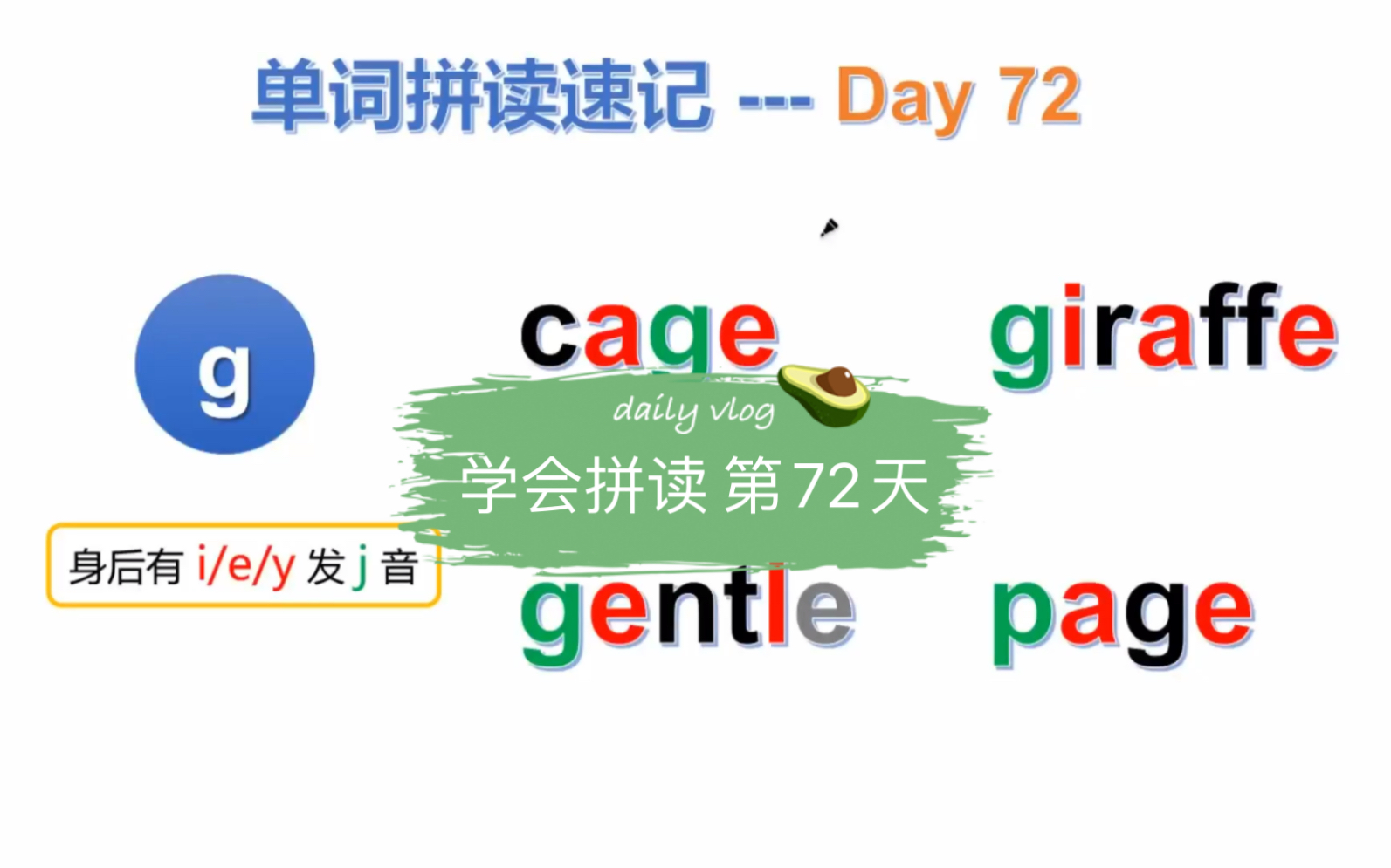 学会拼读 第72天 字母g 遇到i e y 的发音,我有拼读的方法,你,有时间吗?...