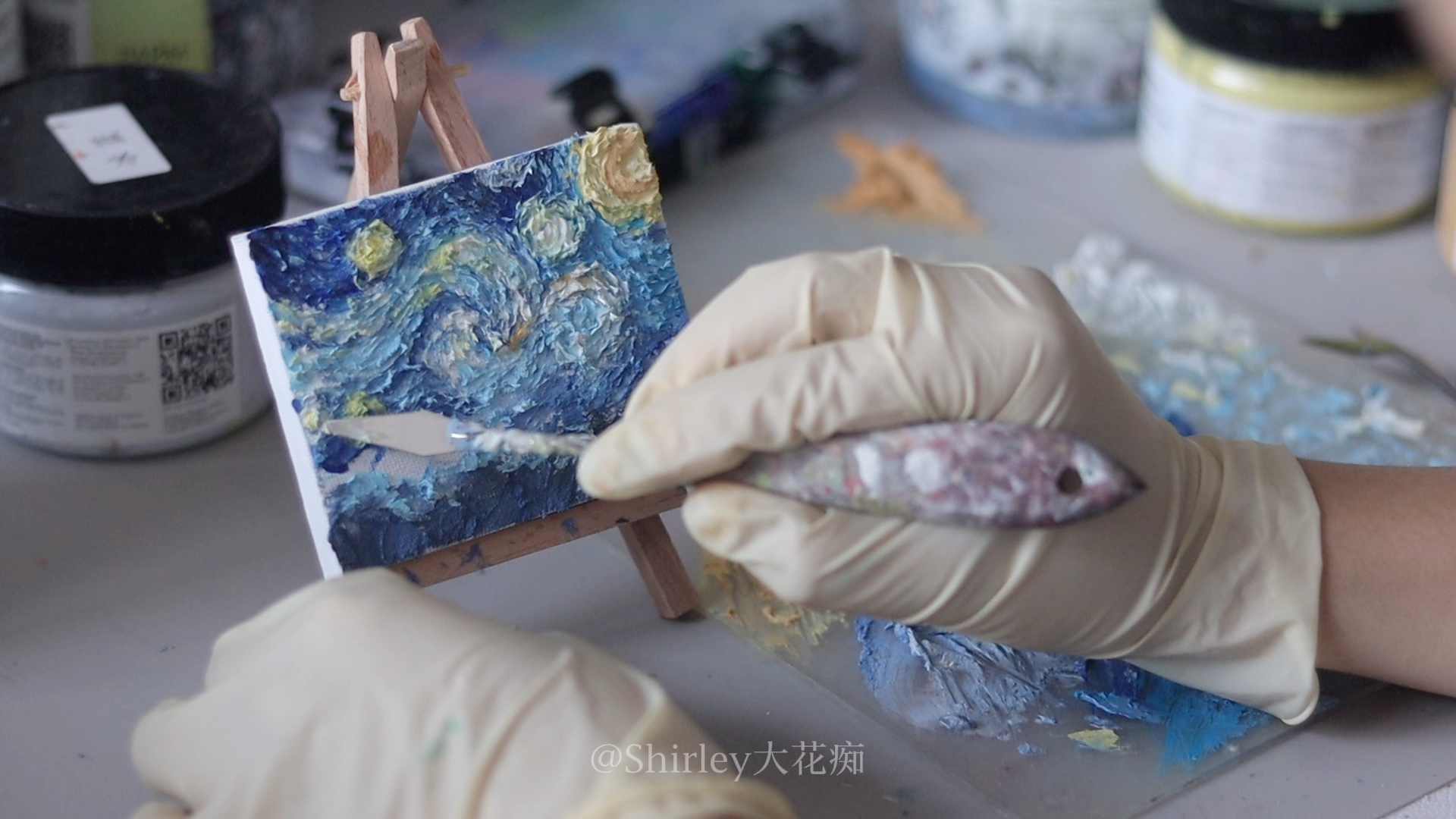 超迷你画框之梵高星空 立体 油画 浮雕