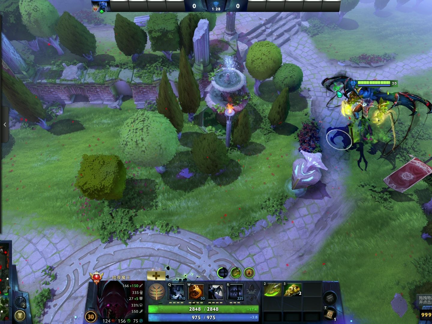 DOTA2教程 新号可用全英雄饰品mod 不朽庭院地图展示