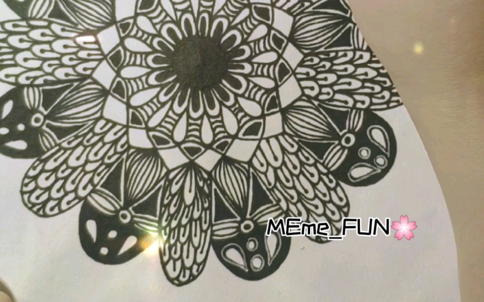 【黑白线描画】日常手绘美美哒禅绕画～超级喜欢这个万花筒特效