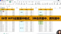 职场办公WPS表格处理视频教程 第6集 WPS设置居中格式,3种合并...