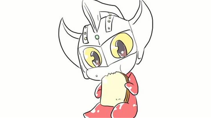 可爱的泰罗奥特曼吃面包儿童卡通简笔画