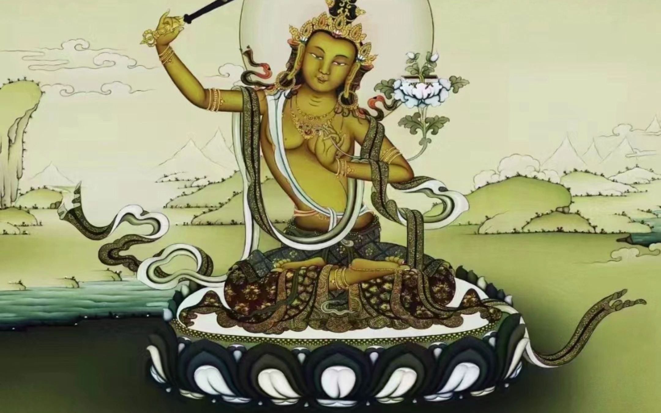 沃唐卡·嘎玛嘎画风·文殊菩萨唐卡介绍