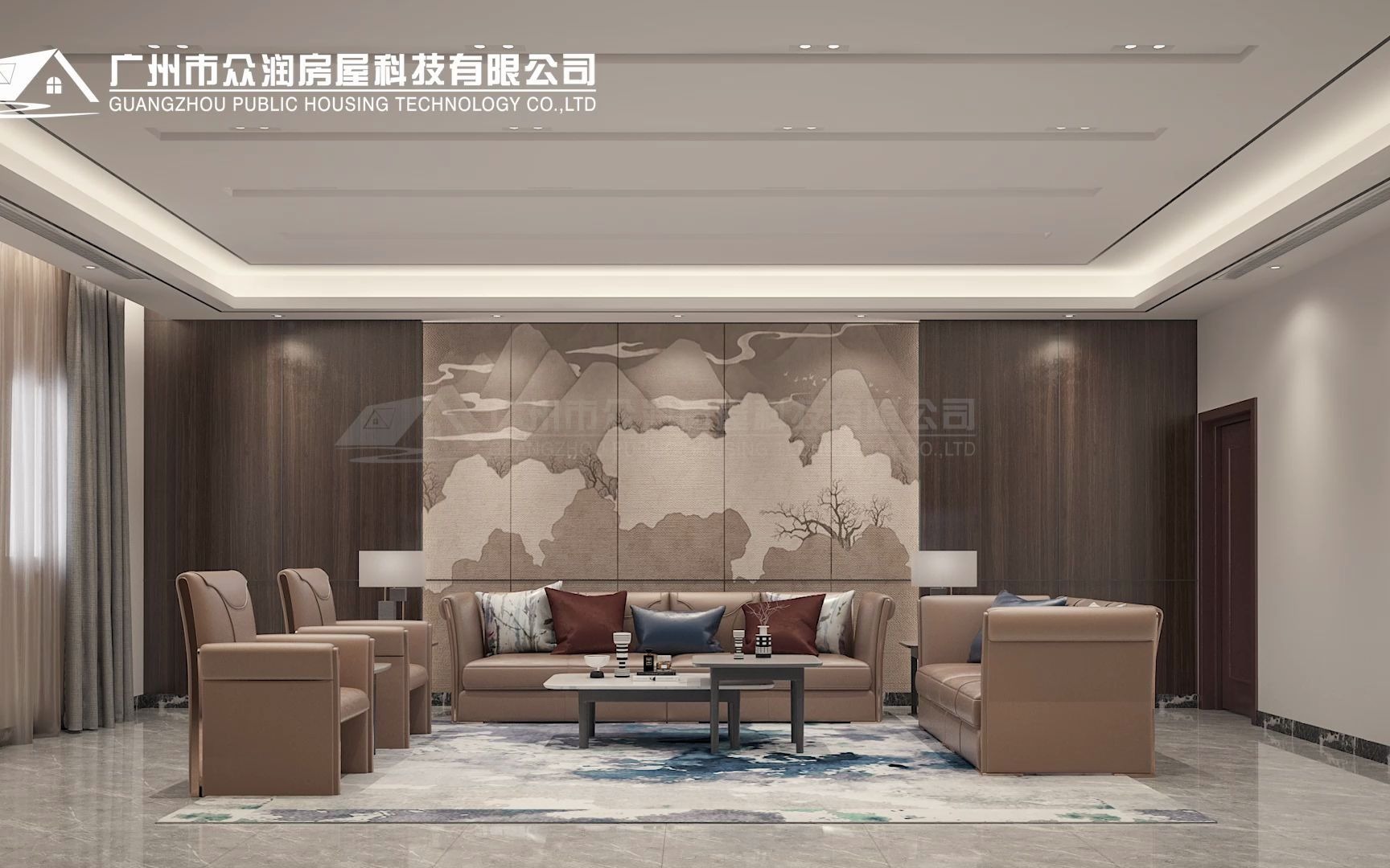 高档板房项目办公室的设计图与完工效果对比