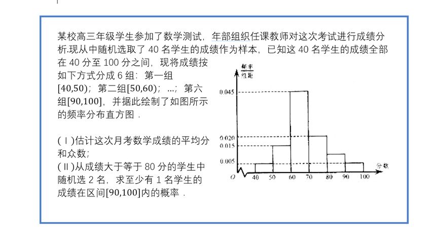 高中频率分布问题【典型】:频率分布直方图问题