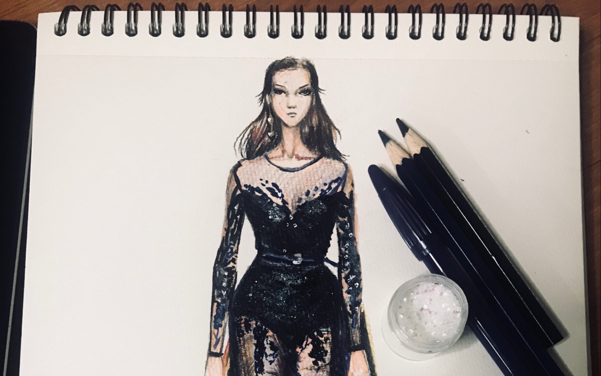 服装设计师效果图薄纱画法4