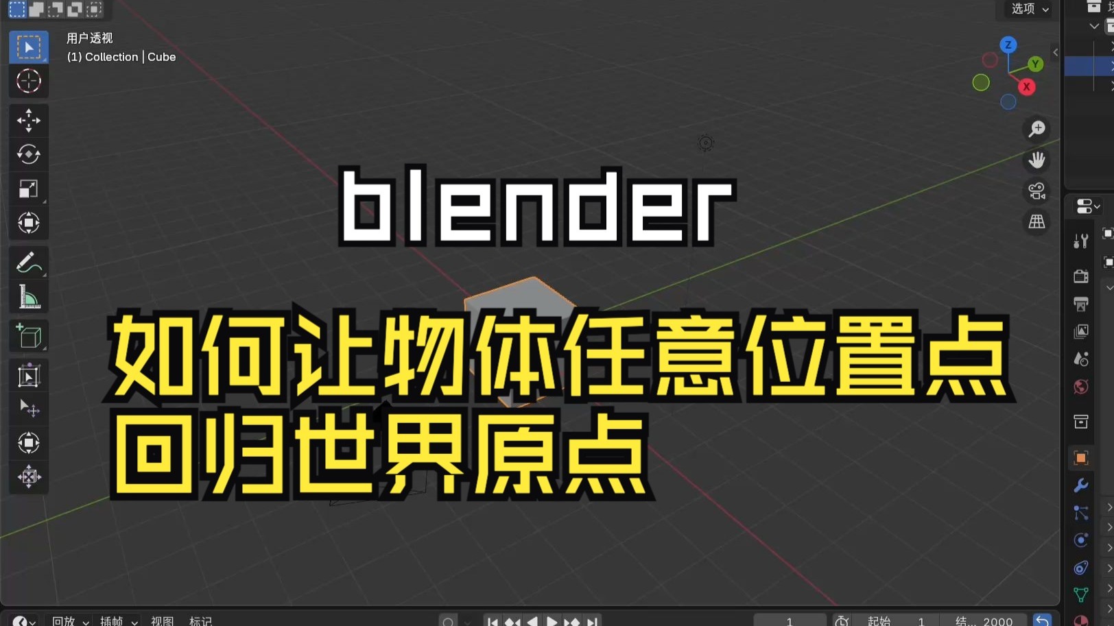 blender 如何让物体任意位置点回归到世界原点?