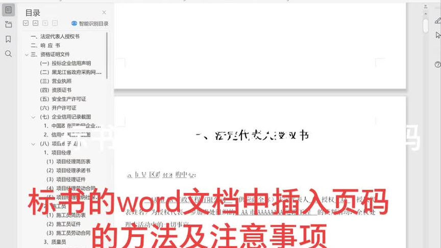 标书的word文档中插入页码的方法及注意事项#标书知识分享 #造价