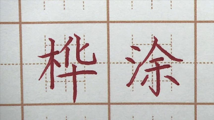 真是不满意?桦涂茸三字书写,小学四年级硬笔练字楷书写字书法