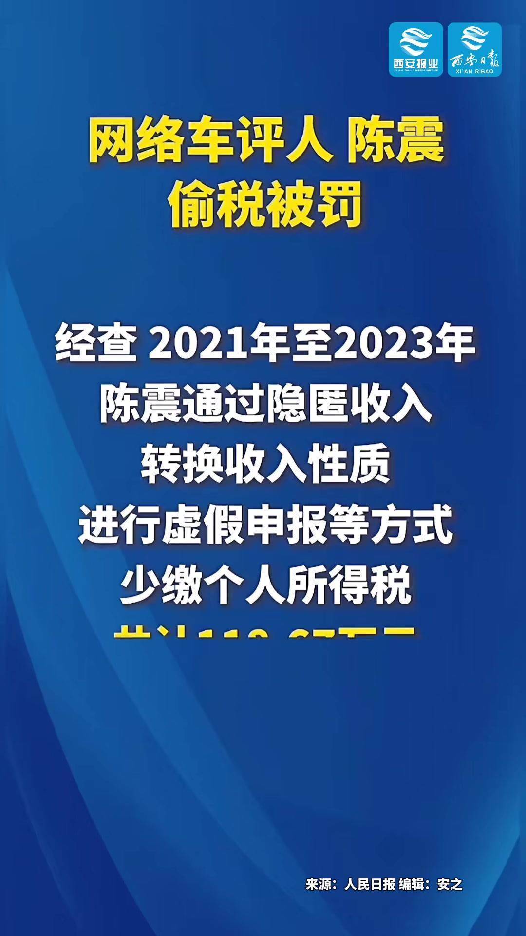近期,#国家税务总局北京市税务局第三稽查局依法查处网络车评人陈震...