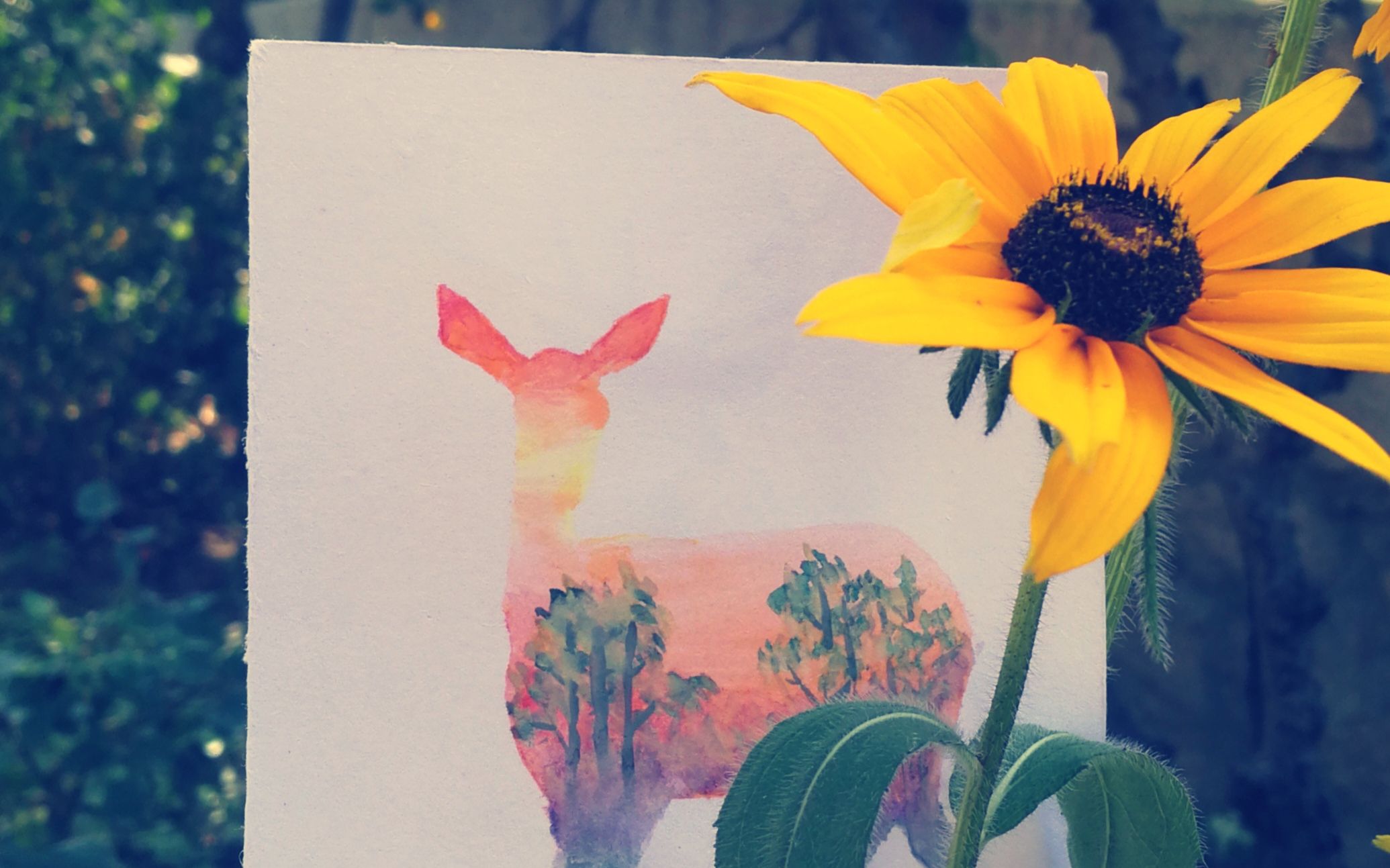 1分钟学会古风水彩手绘:唯美文艺呦呦鹿鸣,自制贺卡同学录手账插画