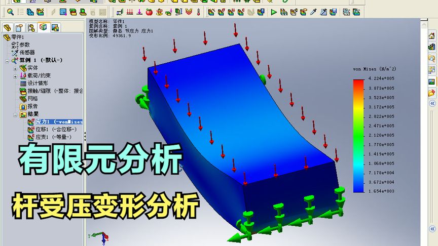 SolidWorks有限元分析——4杆受压变形分析