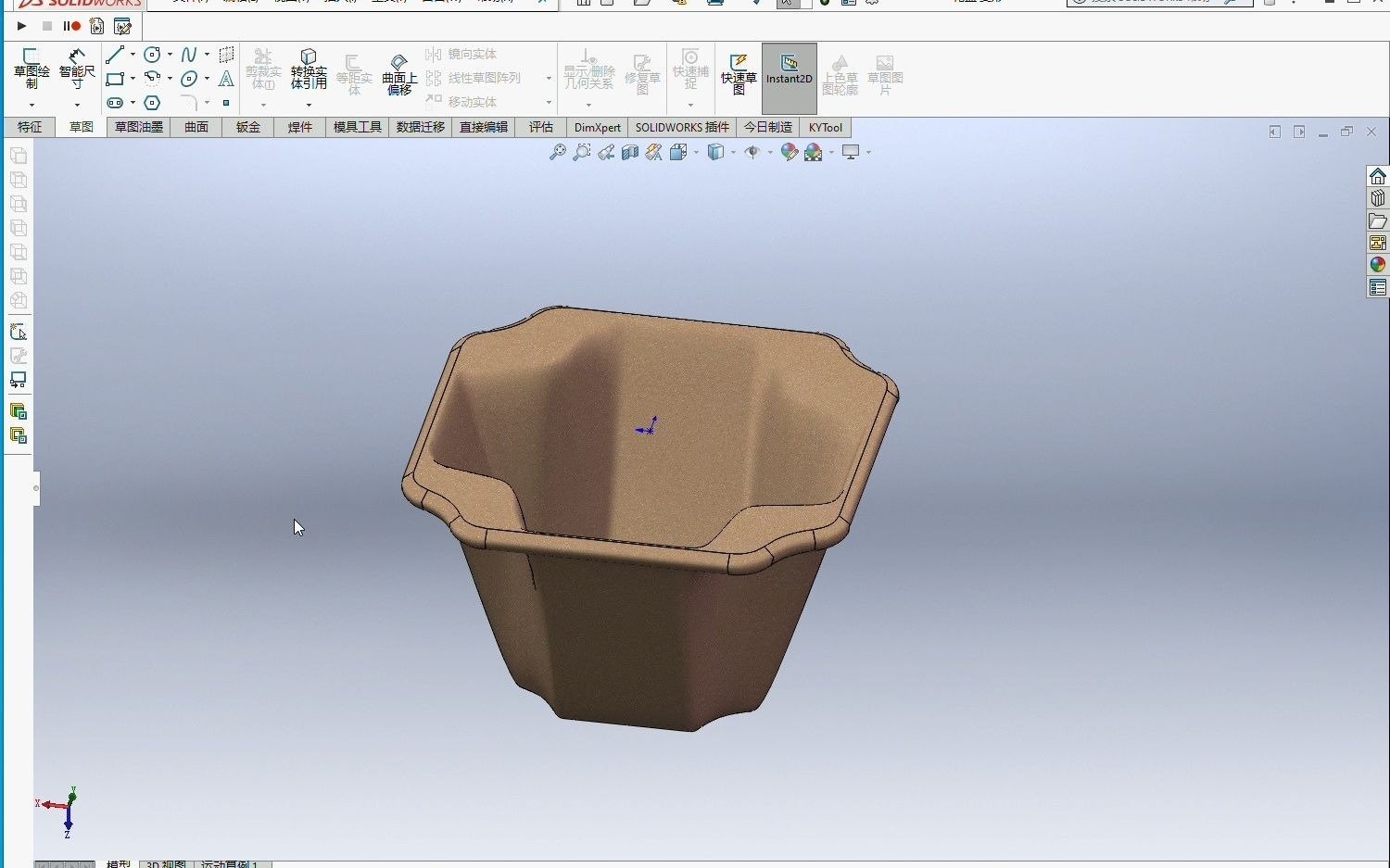 SolidWorks 巧妙运用变形绘制花盆 非常简单很实用 完全圆角 拉伸 变形