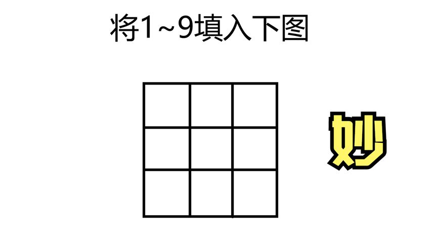 将1至9填入九宫格,使横竖斜三个数之和相等!