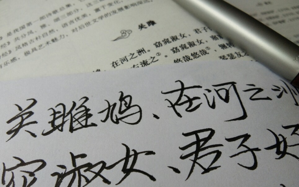 【手写】手写关雎,超简单笔锋教程 美工笔的正确使用方法 通过提按...