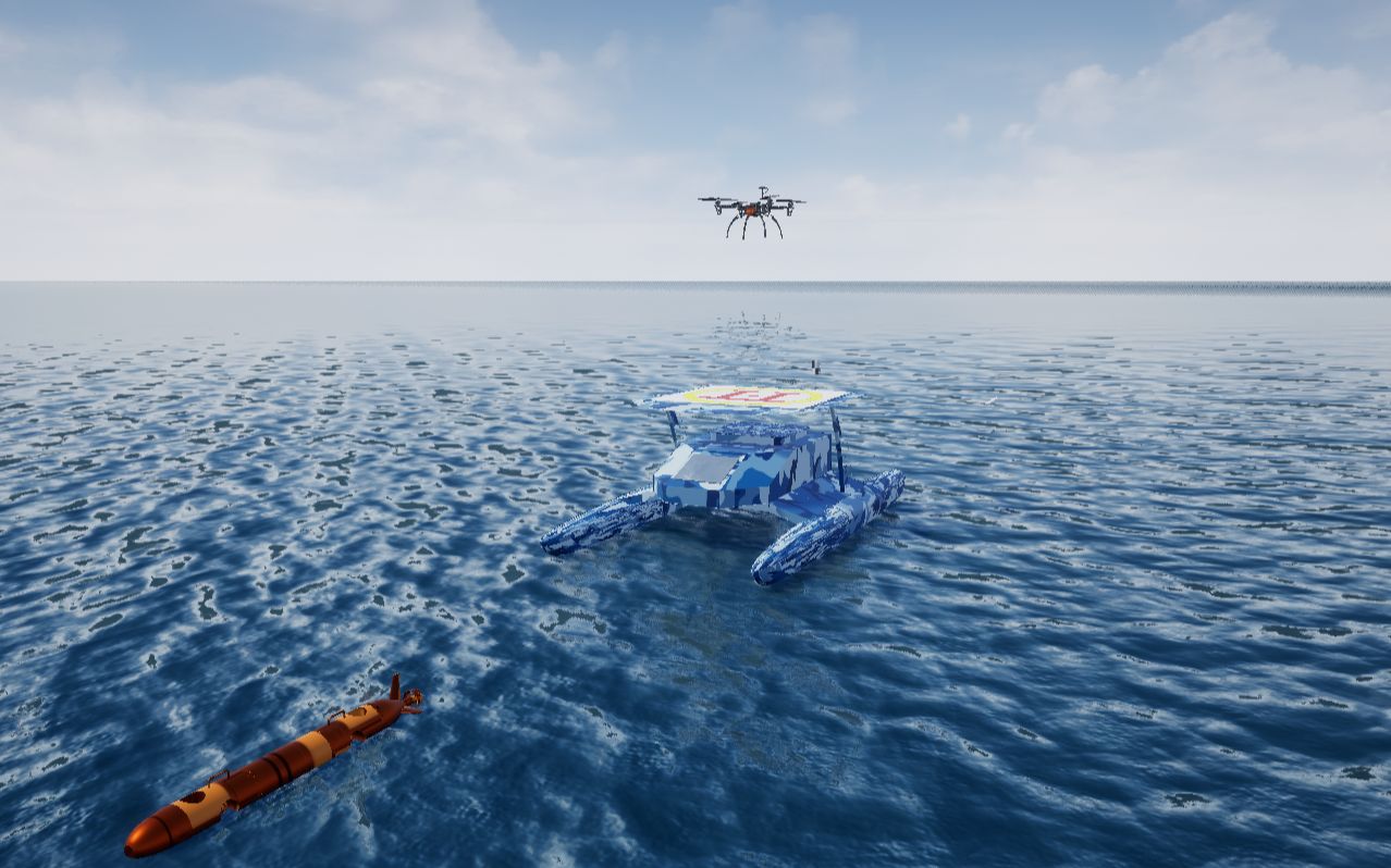 使用Matlab的simulink和UE4联合仿真水面无人艇(USV)和无人机(UAV)...