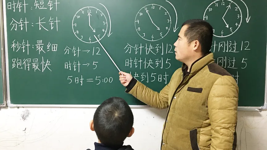 一年级数学认识钟表,爸爸这样教儿子感兴趣,轻松快乐地学会