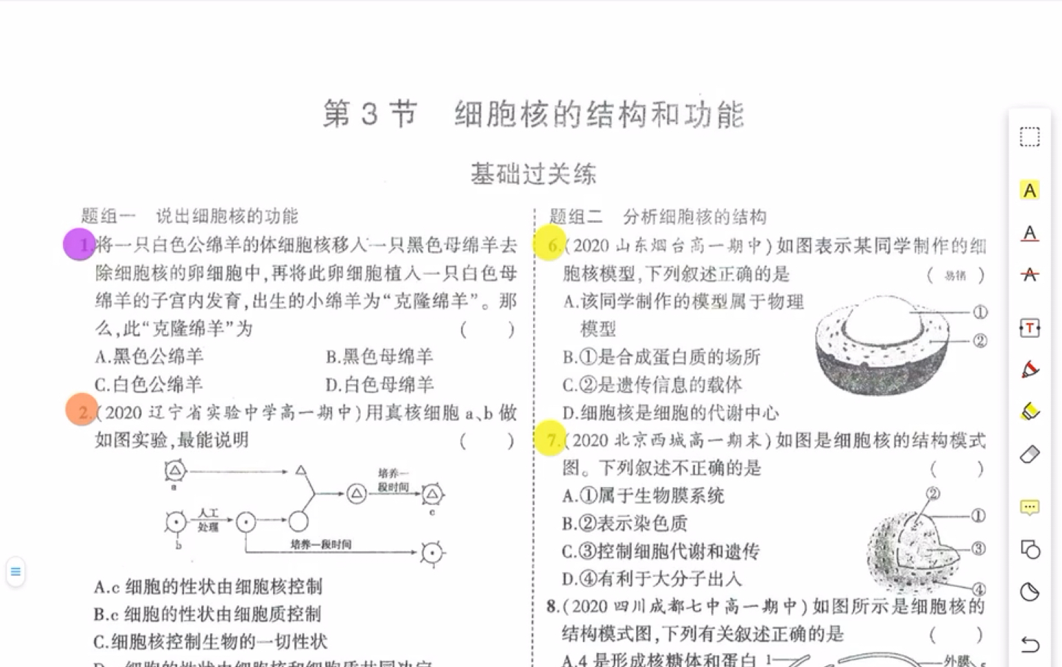 第3节 细胞器的习题讲解
