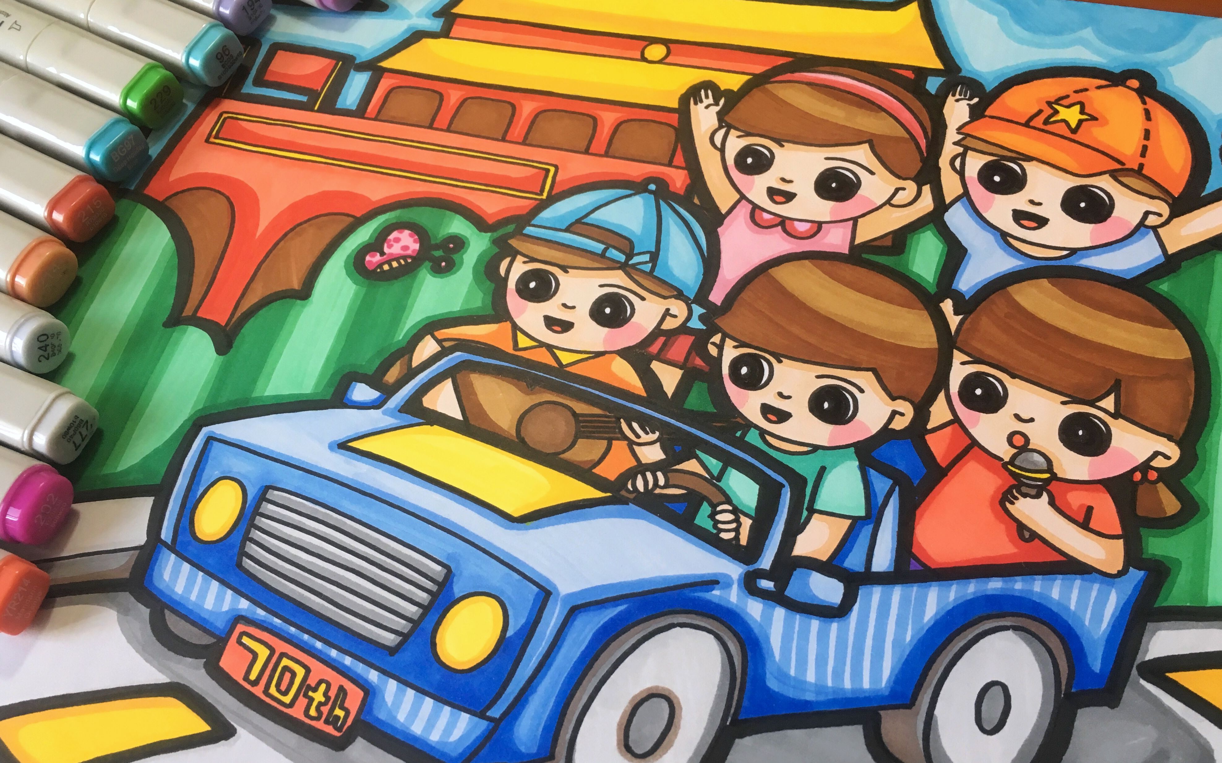 ▶儿童画手绘:我爱我的祖国!