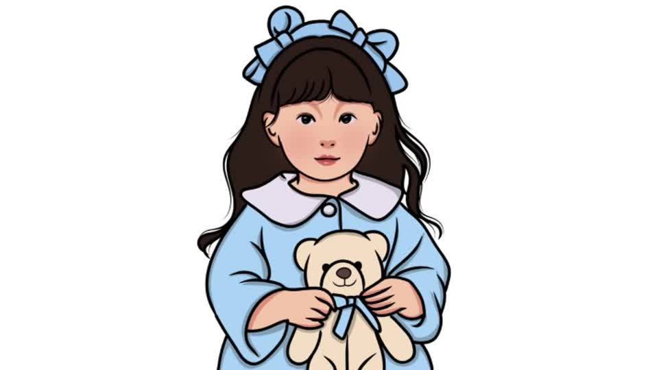 卡通小女孩头像#procreate绘画 #照片转手绘 #豆豆眼 #零基础学画画 #...