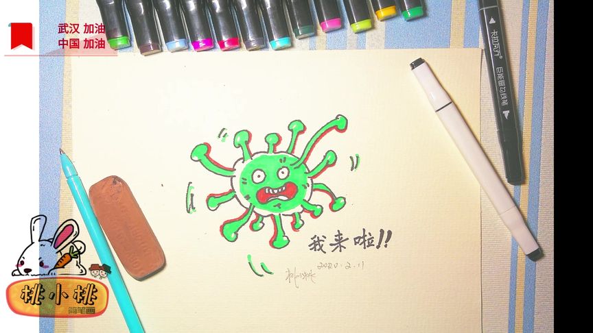 简笔画 手抄报病毒的画法