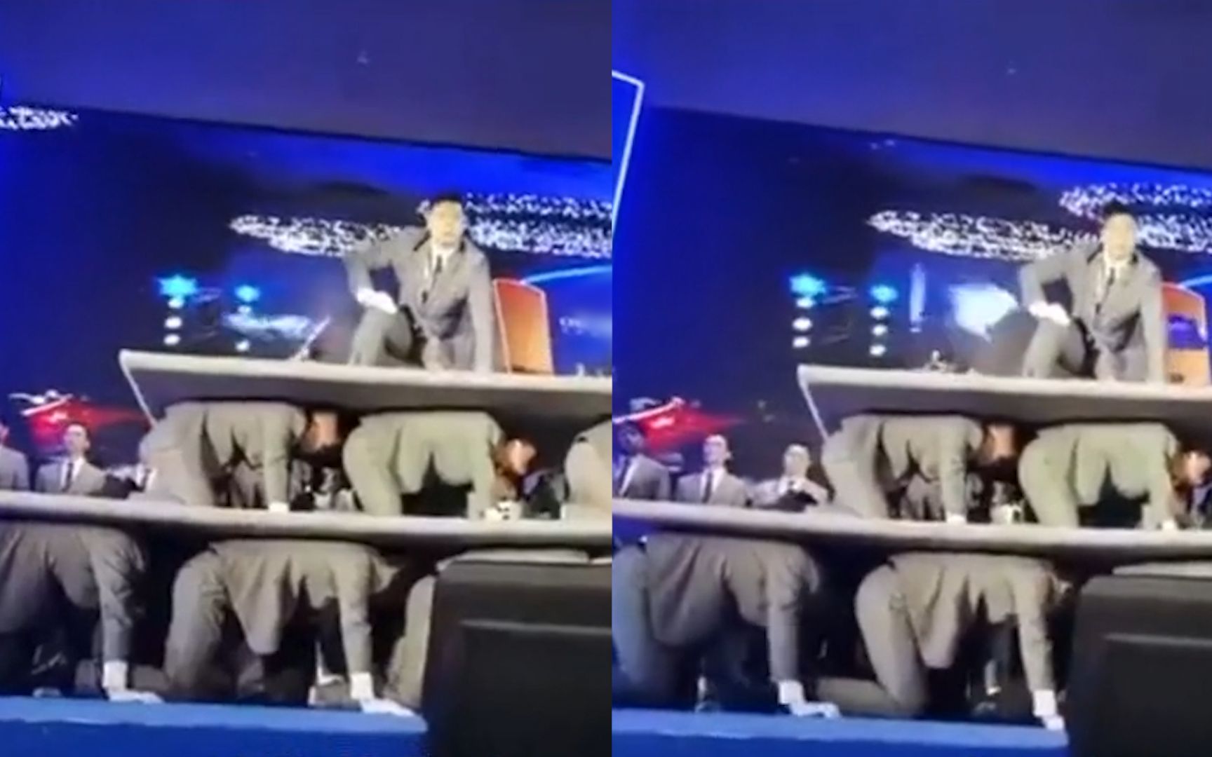 某公司“魔性”宣传企业文化,员工跪地上反复被摩擦傻眼:负重前行?