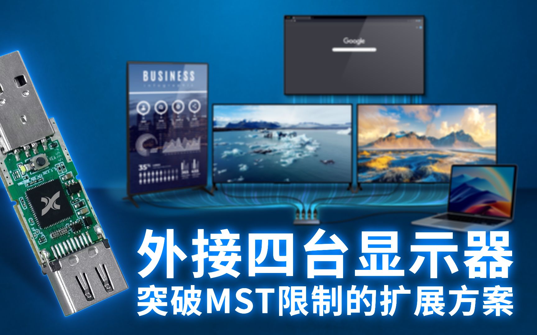 MacBook外接4台显示器,支持MST的USB转HDMI多屏扩展方案